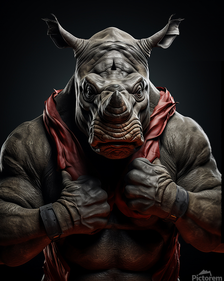 The Rhino Boxer by Animal Fighters Wall Art