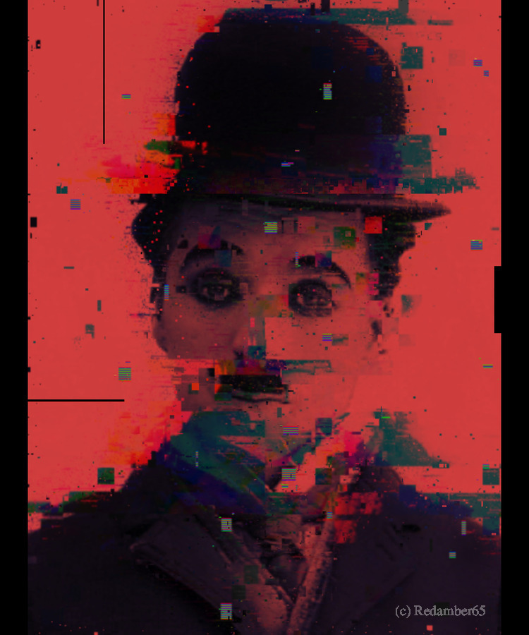 Charlie Chaplin Unique Pixel Abstract Art by Redamber65 Wall Art