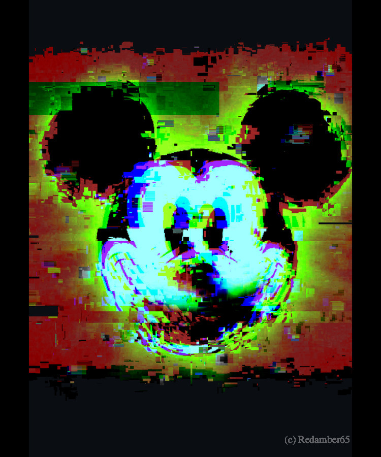 Mickey Mouse Unique Pixel Abstract Art by Redamber65 Wall Art