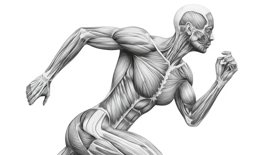 Anatomy in Motion — Graphite Female Runner Study by MotivatePrints Wall Art