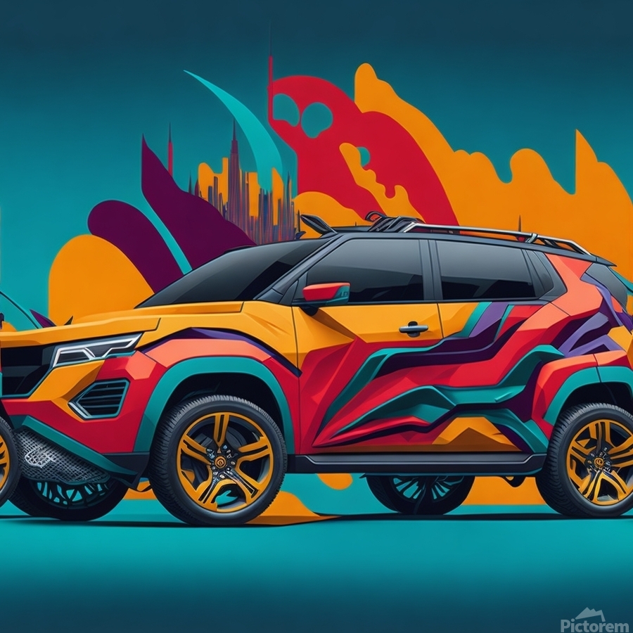 Pop art design of a beautiful car by Sanisense Concept Wall Art
