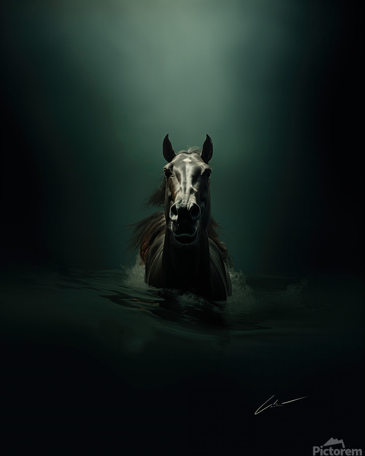 Aqua Equus: Horse in water by Christopher Rousseau Villella Wall Art