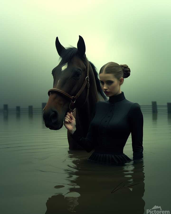 Aqua Equus: A Drowning Ranch by Christopher Rousseau Villella Wall Art