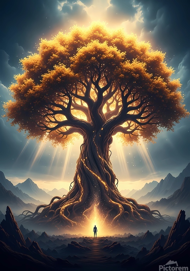 Mystical Tree of Life with Figure by Design Aura Wall Art