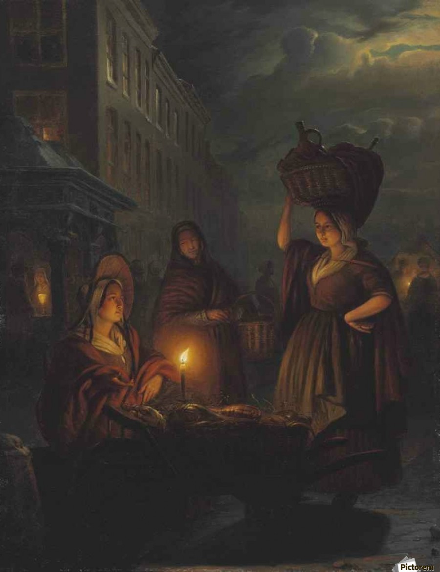 Moonlight market by Petrus van Schendel Wall Art