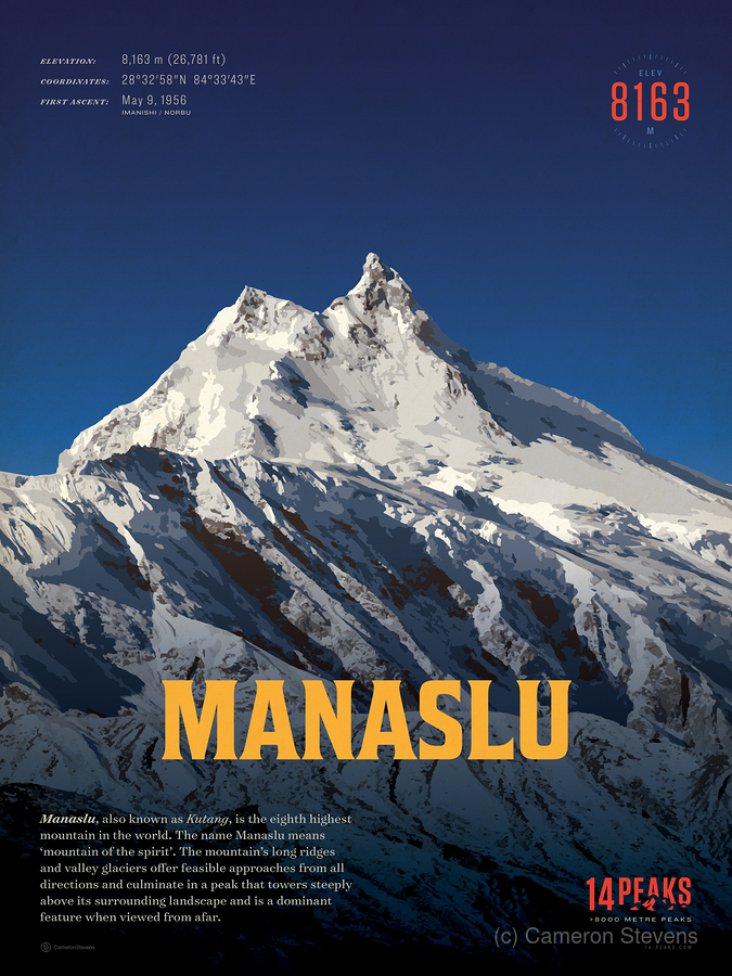 Manaslu Poster by Cameron Stevens Wall Art