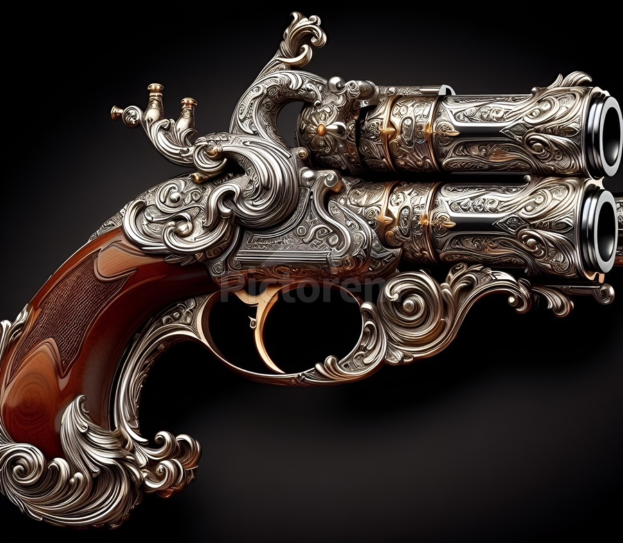 Antique shotgun pistol by The Light Touch Wall Art