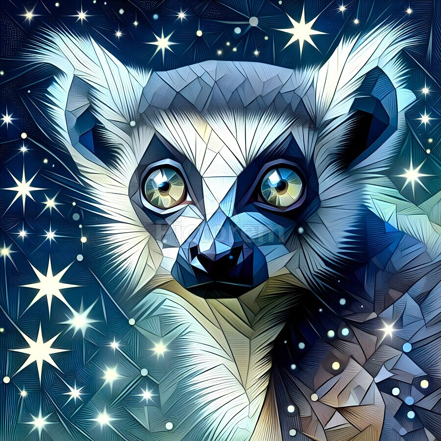 Lemur with Stars by The Light Touch Wall Art