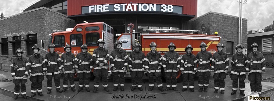 Seattle Fire Department, Station 38 Crew Photo in Hybrid by Steve Wall Art