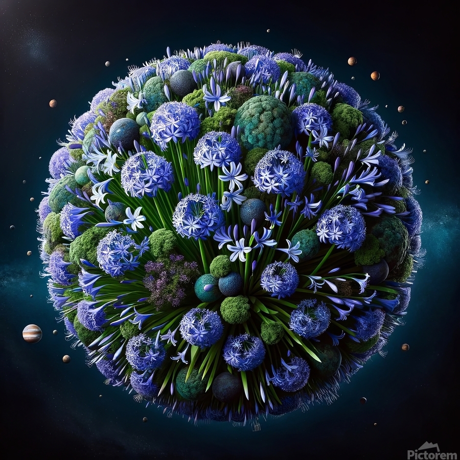 ai artist debra amerson plant artistry blue agapa by Debra Amerson Wall Art