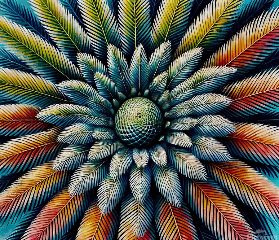 palm top view wall art by ai artist debra amerson by Debra Amerson Wall Art