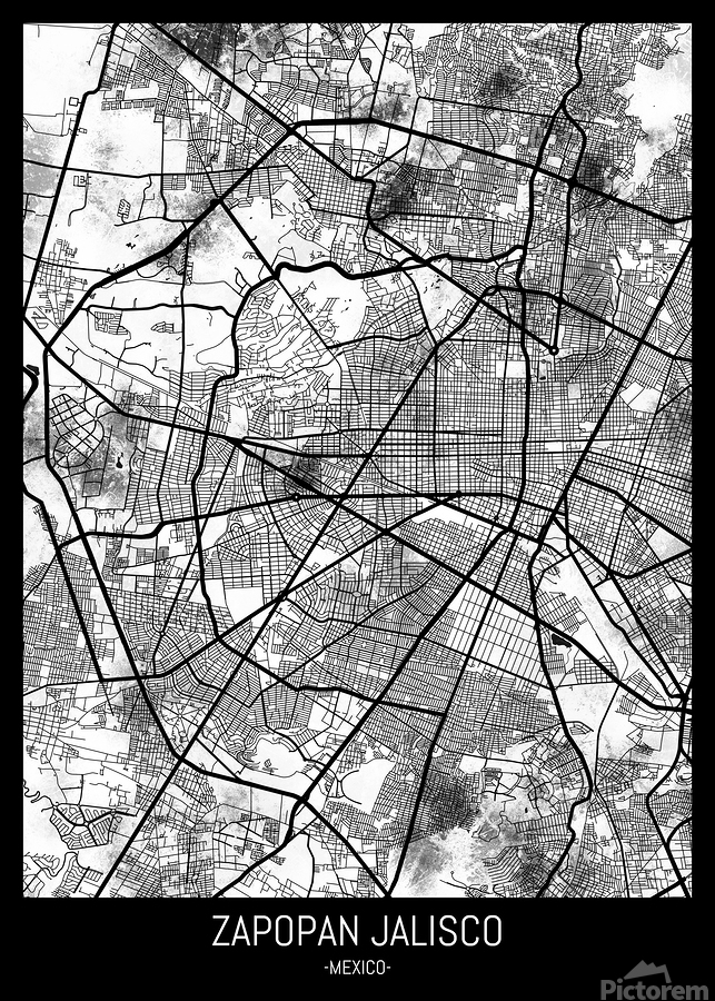 Zapopan Mexico City Street Map by Point Art Wall Art