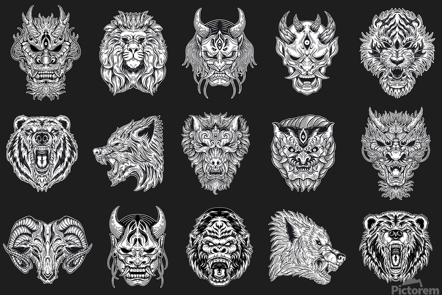Skull Animal Beast by Point Art Wall Art