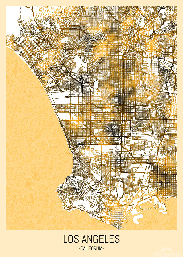 Los Angeles City Map by Point Art Wall Art
