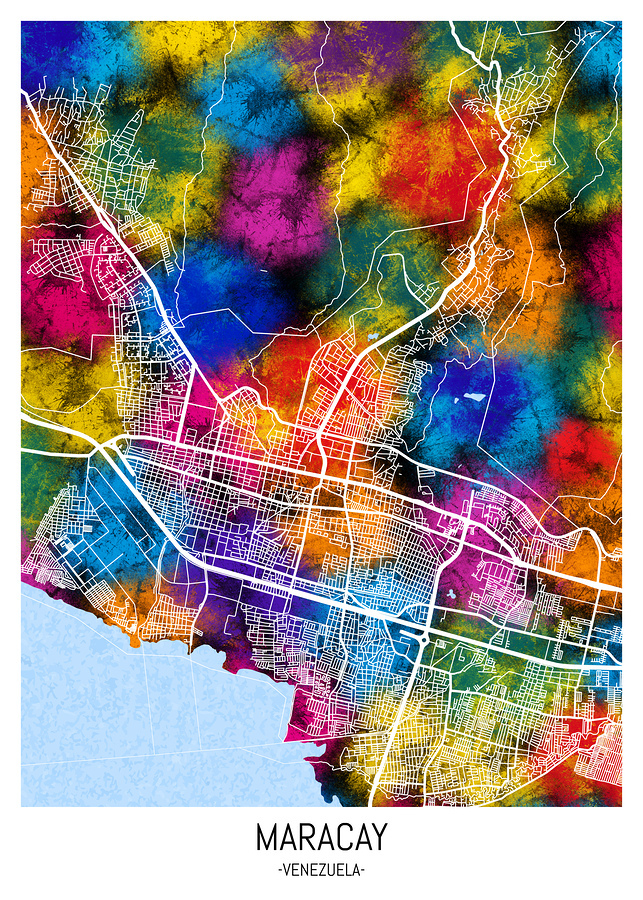 Maracay Venezuela City Map by Point Art Wall Art