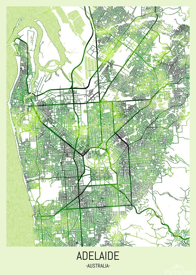 Adelaide Australia City Map by Point Art Wall Art