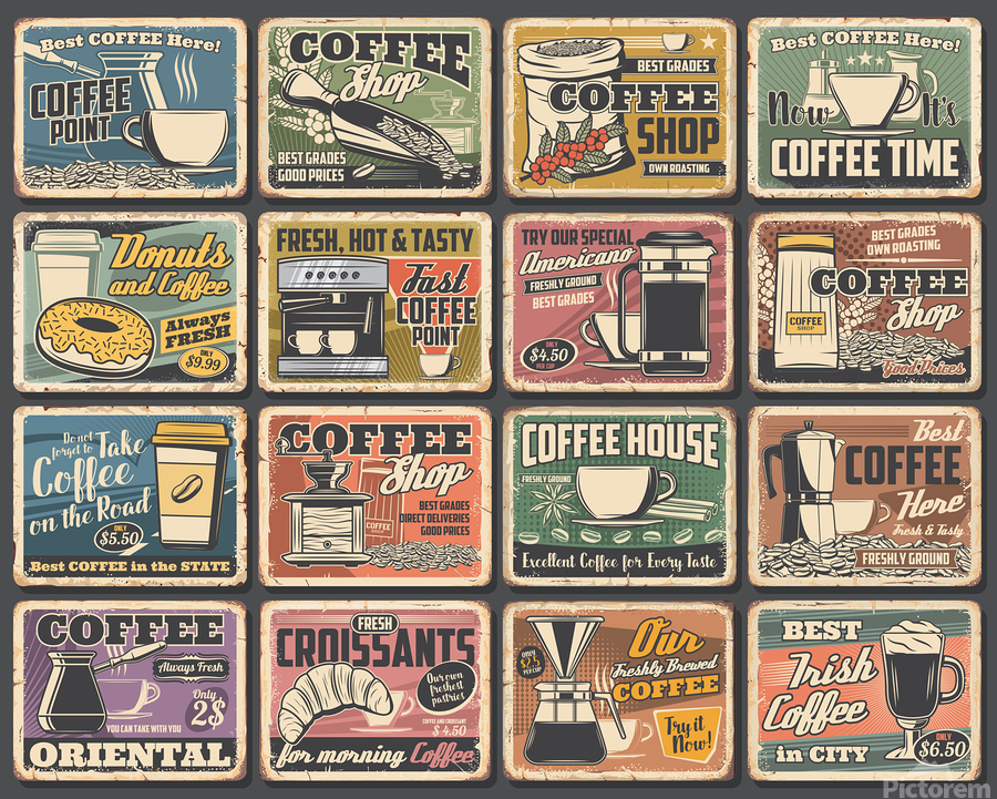 Cafe posters of coffee by Point Art Wall Art