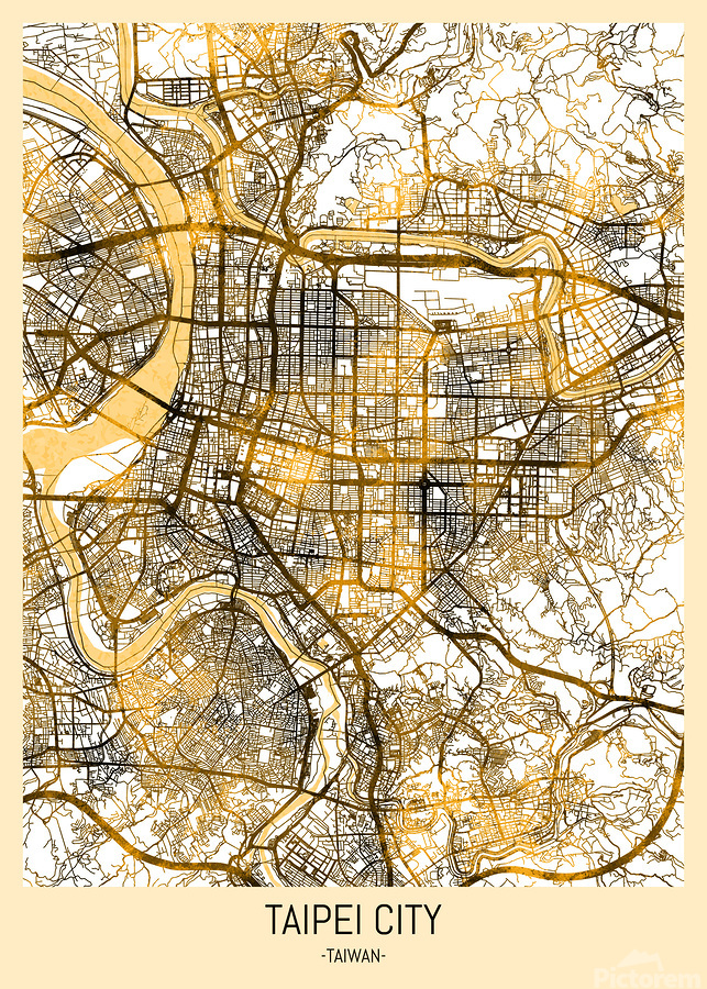 Taipei City Map by Point Art Wall Art