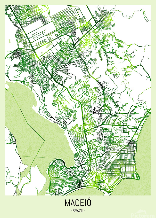 Maceio Brazil City Map by Point Art Wall Art