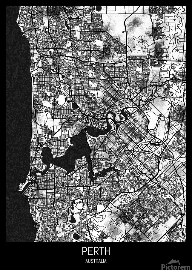 Perth Australia City Street Map by Point Art Wall Art