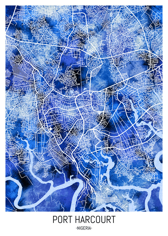 Port Harcourt Nigeria City Map by Point Art Wall Art