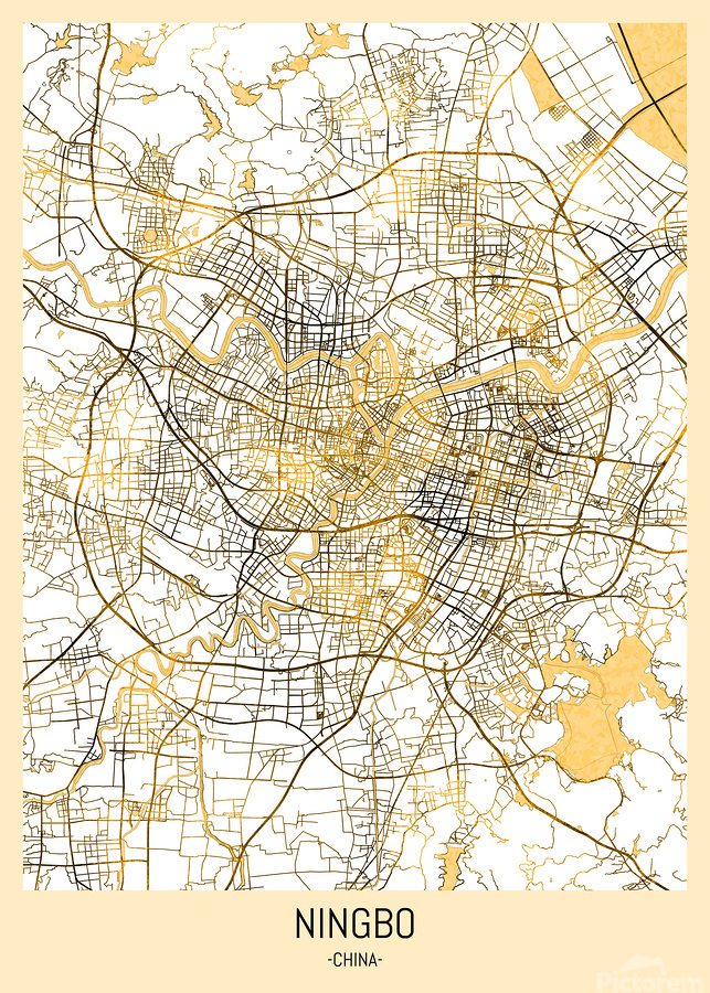 Ningbo City Map by Point Art Wall Art