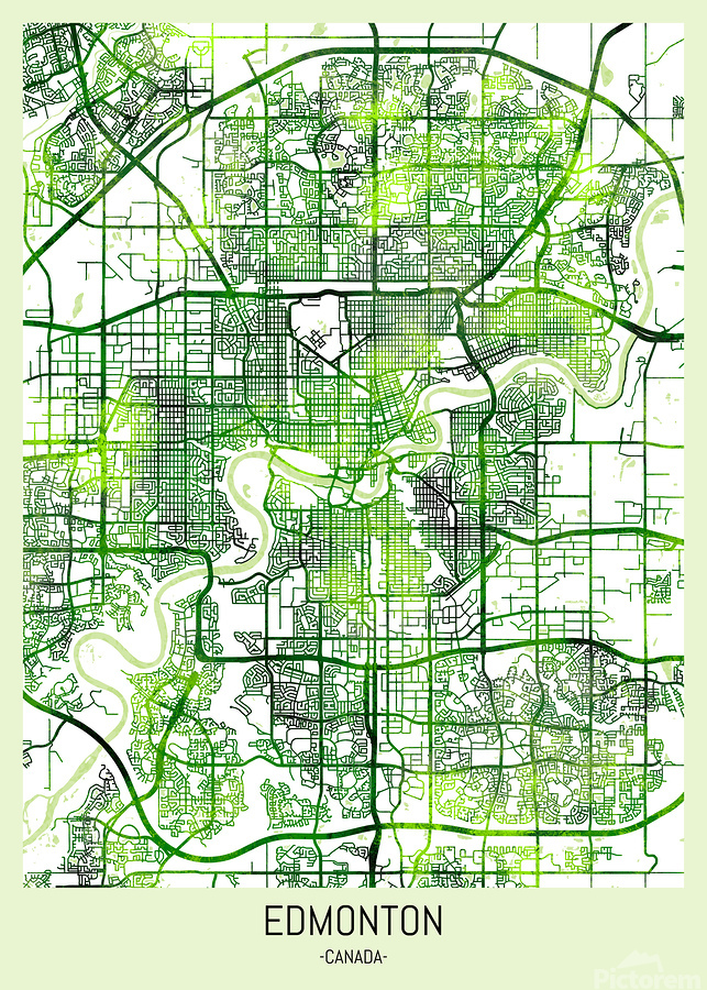 Edmonton Canada City Map by Point Art Wall Art
