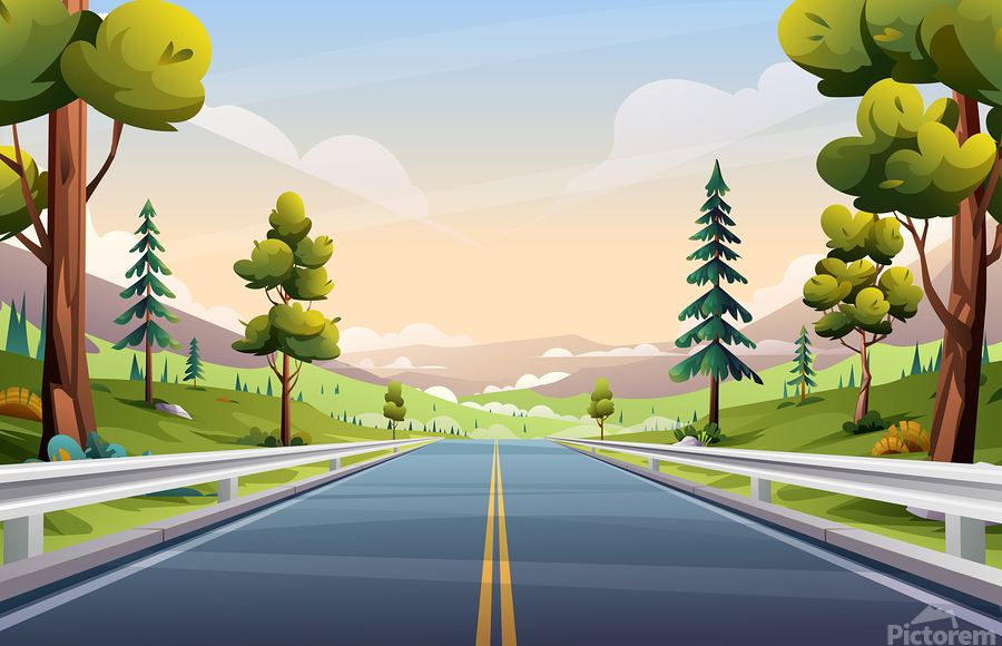 Beautiful highway landscape by Point Art Wall Art