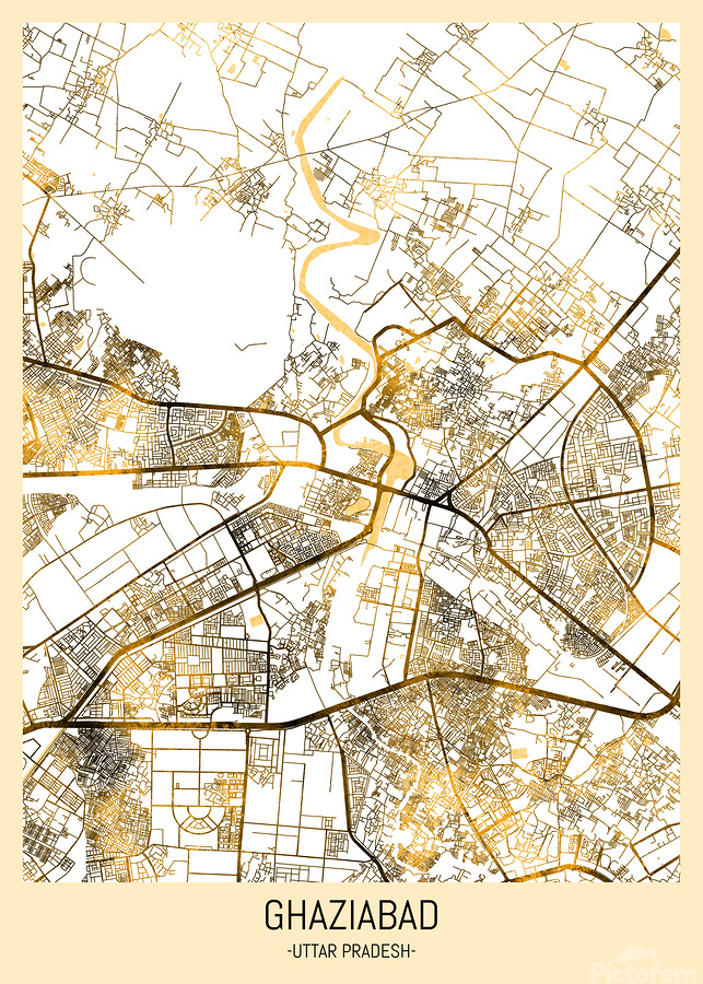 Ghaziabad Uttar Pradesh City Map by Point Art Wall Art