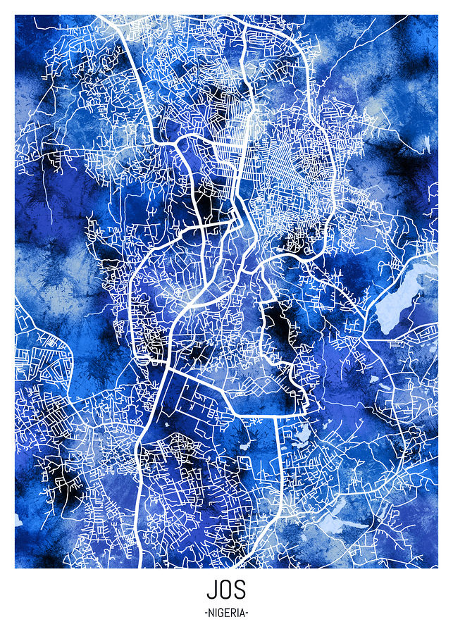 Jos Nigeria City Map by Point Art Wall Art