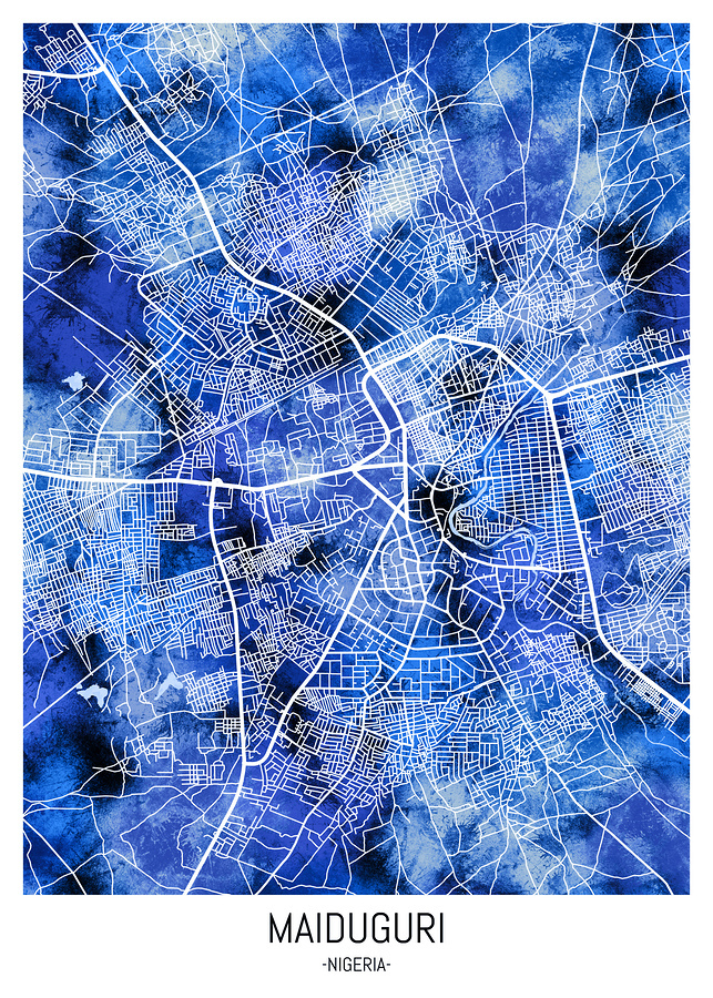 Maiduguri Nigeria City Map by Point Art Wall Art
