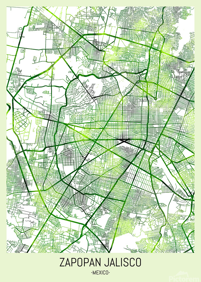 Zapopan Mexico City Map by Point Art Wall Art