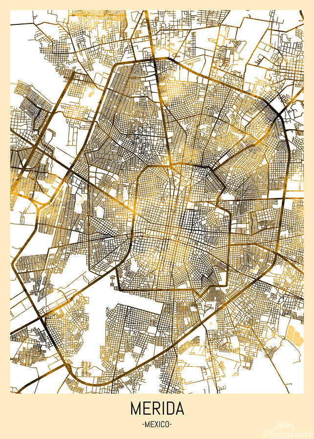 Merida Mexico City Map by Point Art Wall Art