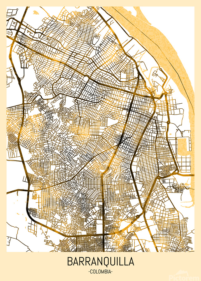 Barranquilla Colombia City Map by Point Art Wall Art
