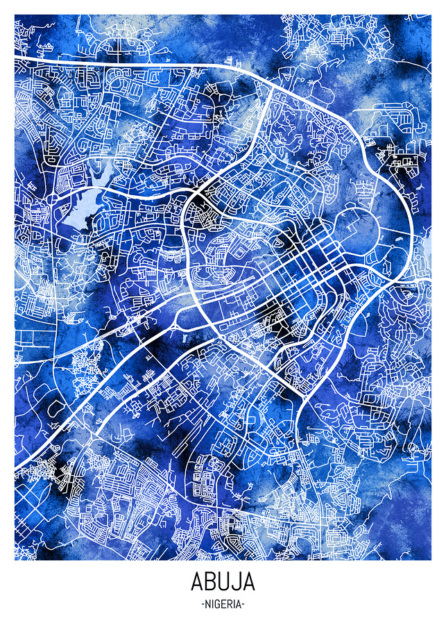 Abuja Nigeria City Map by Point Art Wall Art