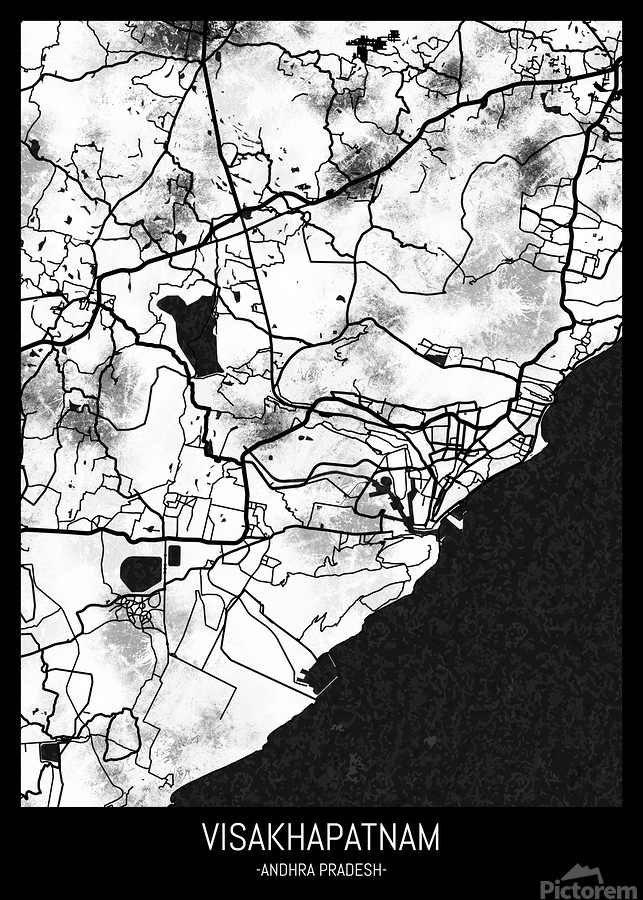 Visakhapatnam Andhra Pradesh Map by Point Art Wall Art