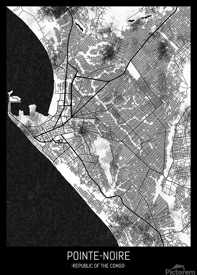 Pointe-Noire Republic of the Congo City Street Map by Point Art Wall Art