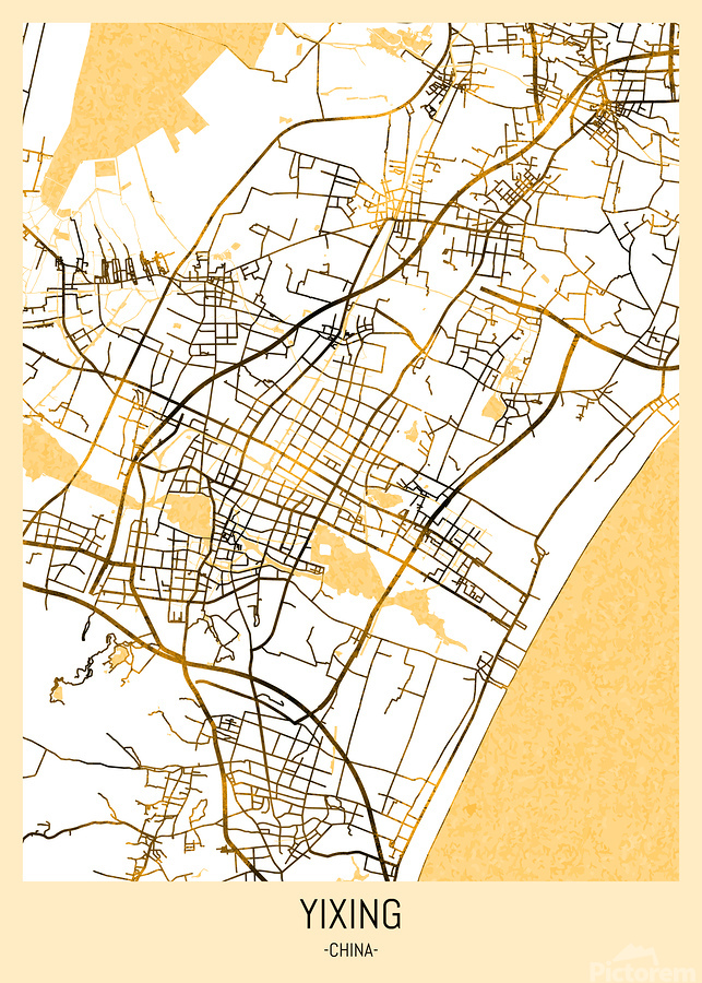 Yixing China City Map by Point Art Wall Art