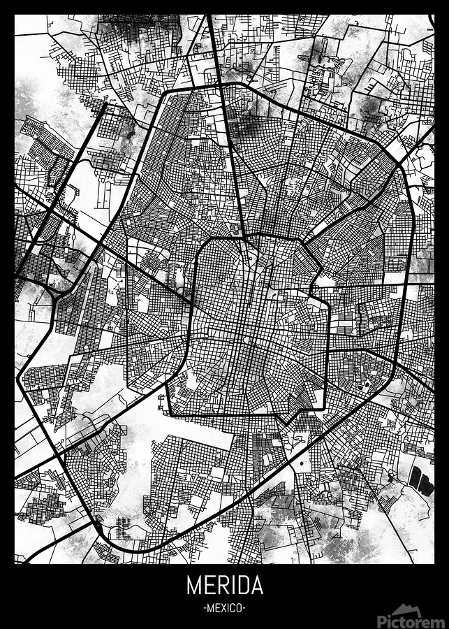 Merida Mexico City Street Map by Point Art Wall Art