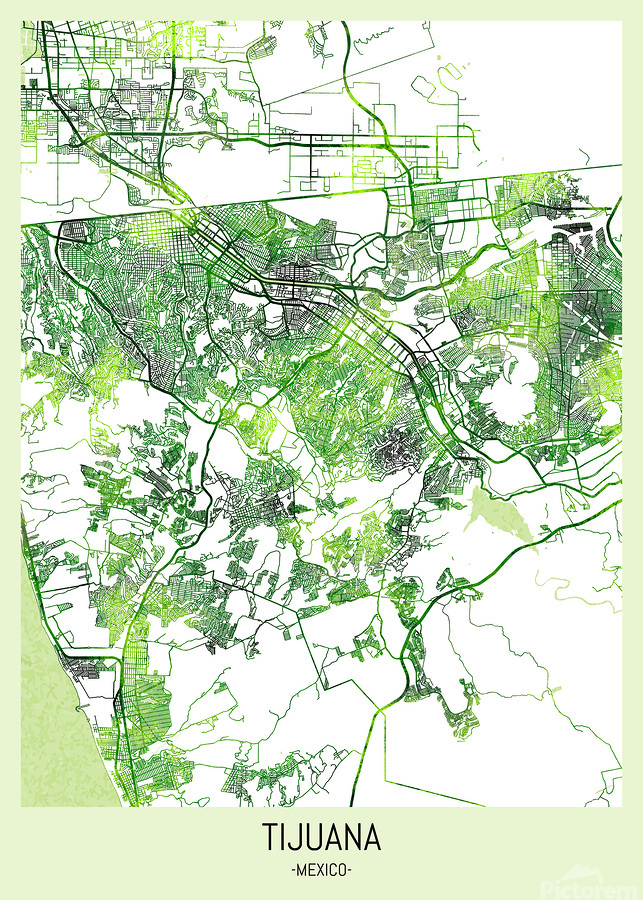 Tijuana Mexico City Map by Point Art Wall Art