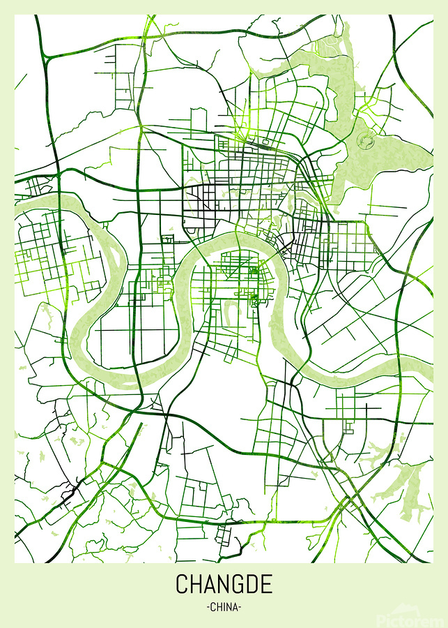 Changde China City Map by Point Art Wall Art