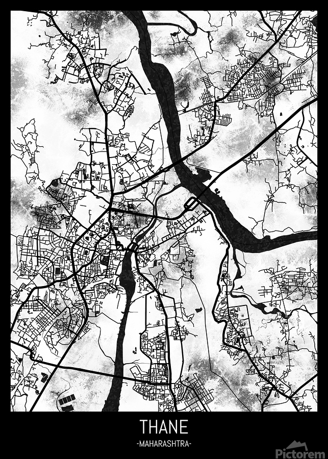 Thane Maharashtra Map by Point Art Wall Art