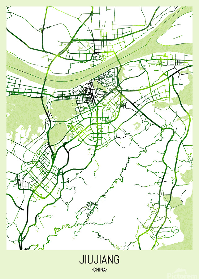 Jiujiang China Map by Point Art Wall Art