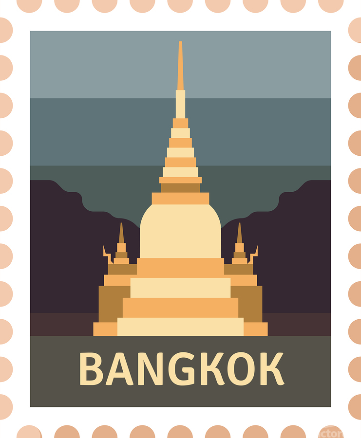Bangkok Postage Stamp a by Point Art Wall Art