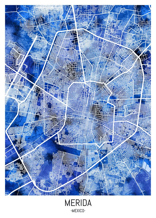 Merida Mexico City Map by Point Art Wall Art