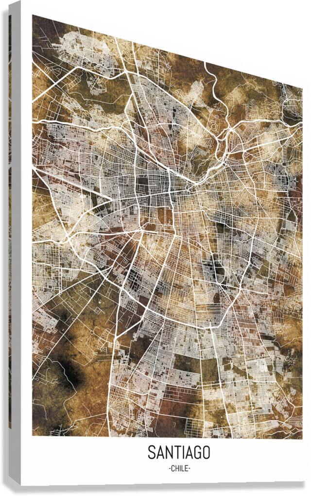 Santiago Chile City Road Map by Point Art Wall Art