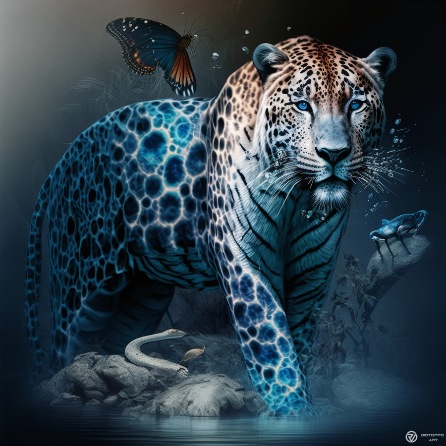 Walking cheetah collage by diotoppo Wall Art