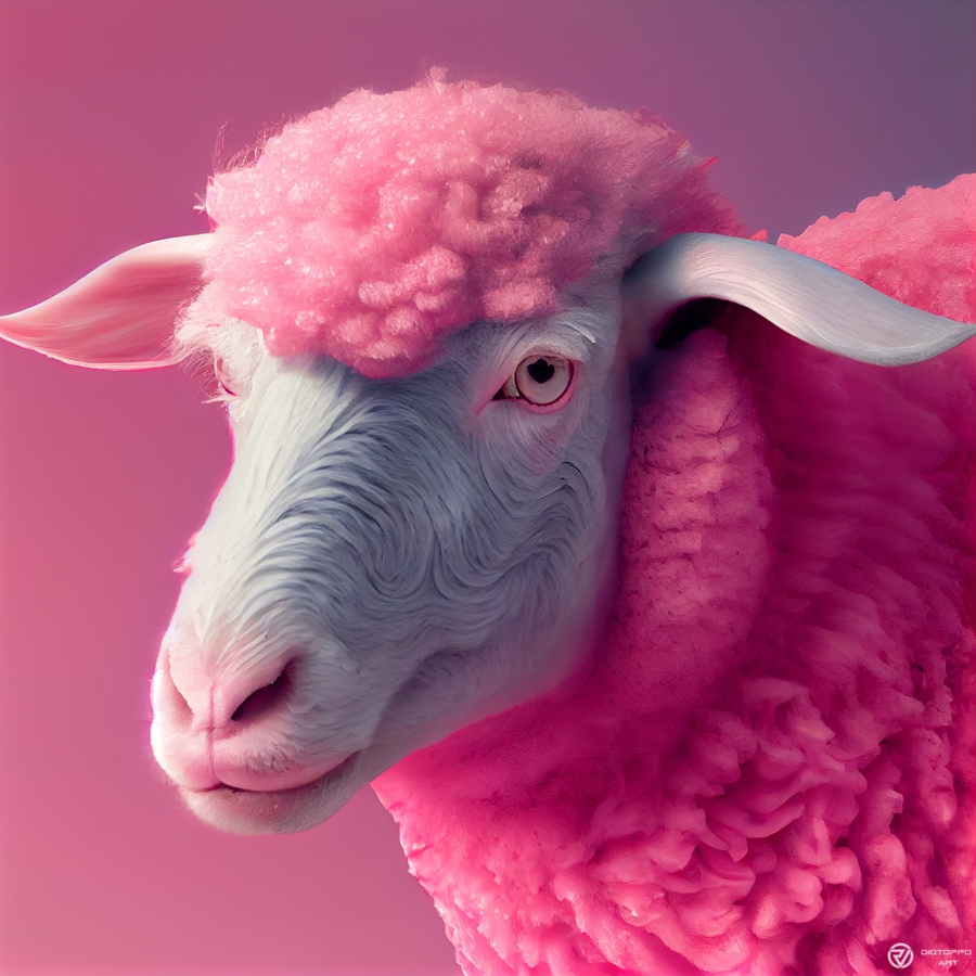 Shaved pink sheep 1 by diotoppo Wall Art