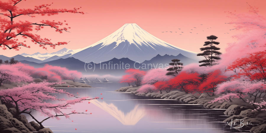 Blush Dawn – Reflections at Fuji by Mike Baker Wall Art