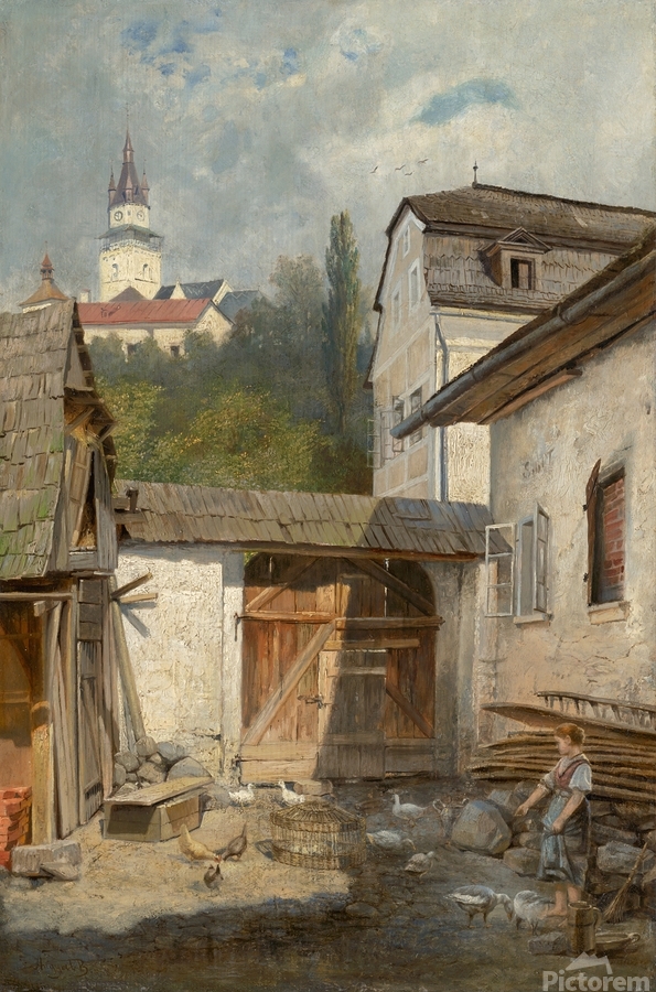 Courtyard in Kremnica [1890] by Vojtech Angyal [1847–1928] by ...